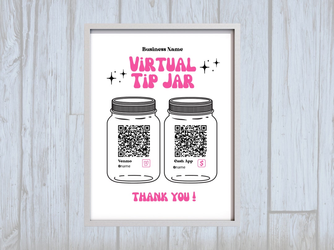Printable Virtual Tip Jar Venmo Payment Sign, QR Code Sign Template ...
