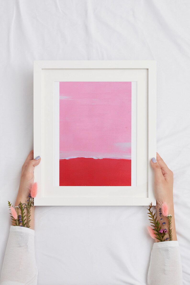 Pink and Red Color Block Original - Etsy