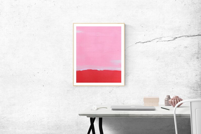 Pink and Red Color Block Original - Etsy