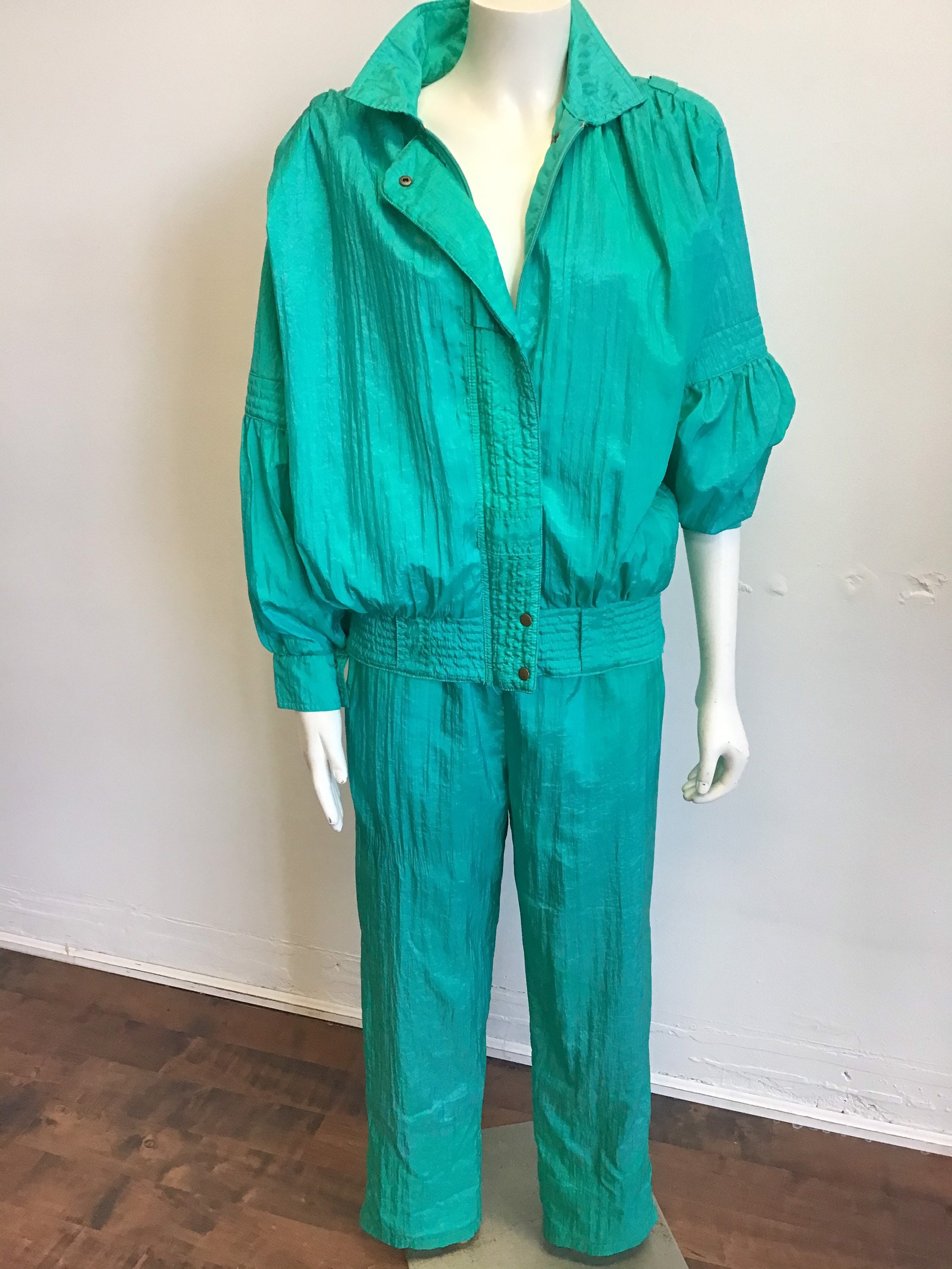 Awesome 80s Vintage 2pc. Green Nylon Track Suit Unisex - Etsy