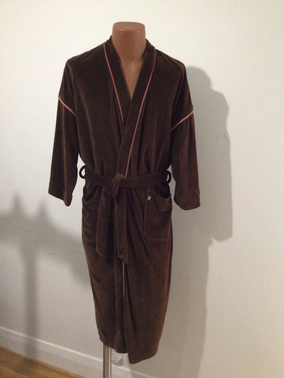 Vintage Pierre Cardin Velour Men Velour Robe Rich Brown With - Etsy