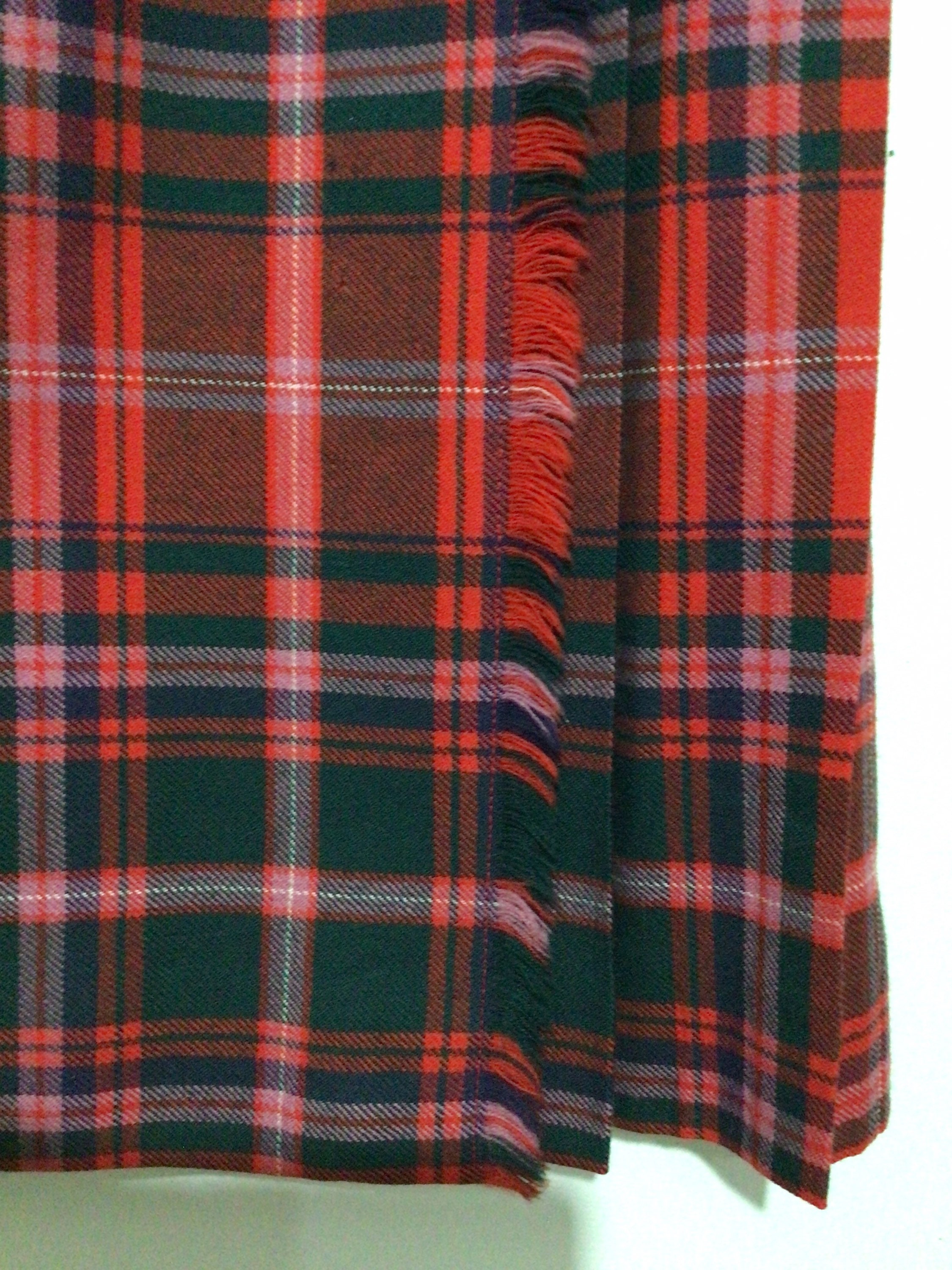 Vintage Womans Wraparound Kilt/skirt. Red Plaid Tartan, Front Fringe ...
