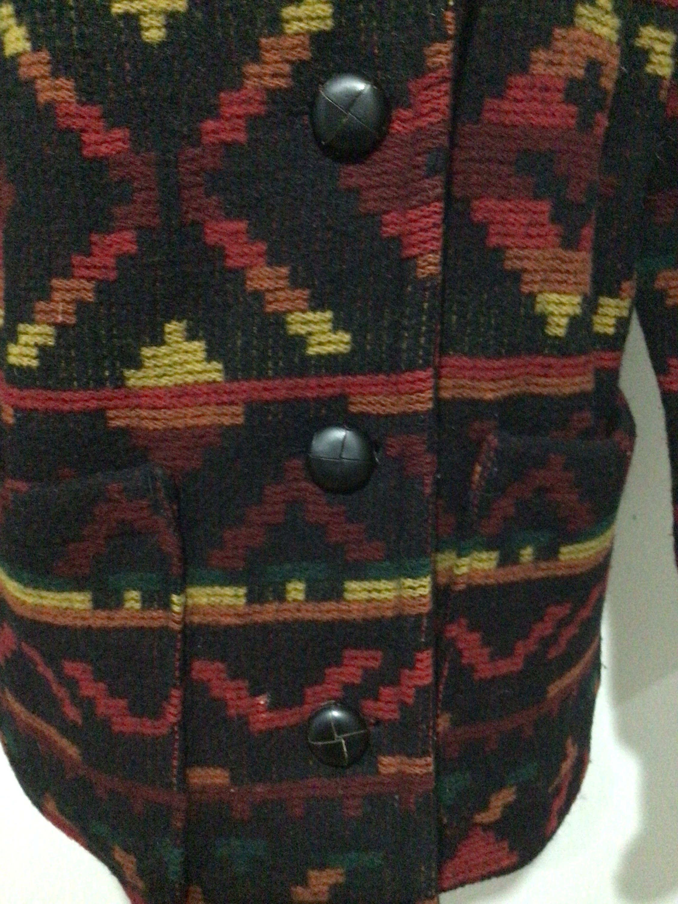 Vintage Woolrich Woman Aztec Design Wool Jacket, Large Collar - Etsy