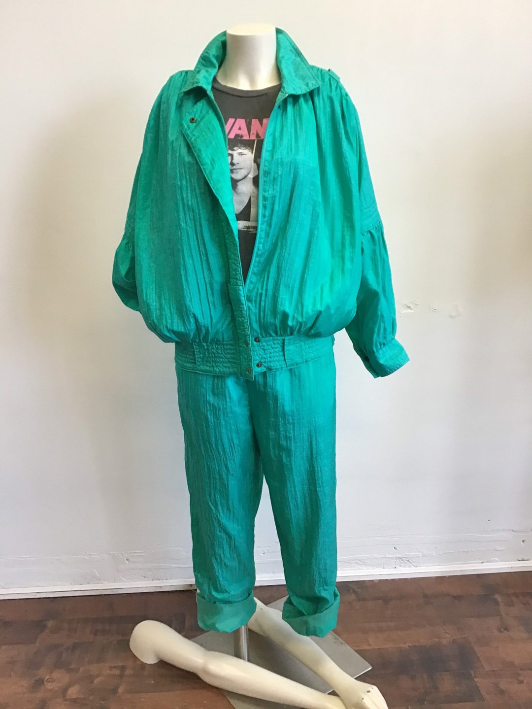 Awesome 80s Vintage 2pc. Green Nylon Track Suit Unisex - Etsy