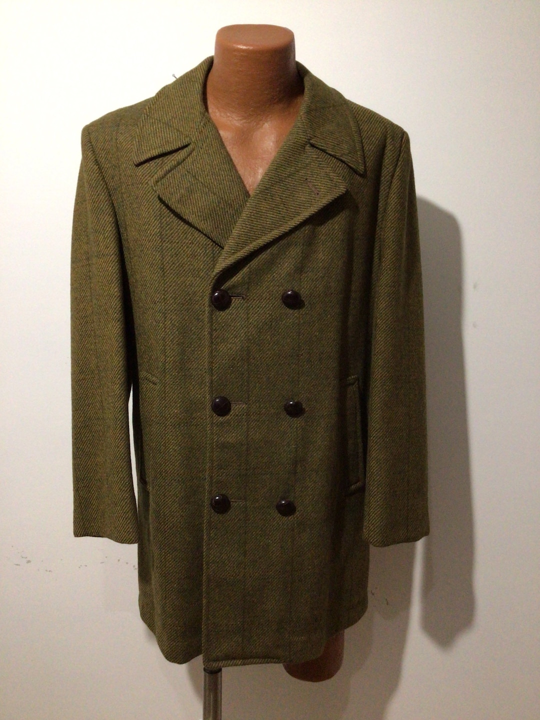 Vintage Mens Double Breasted Winter Car Length Coat. Exceptional ...