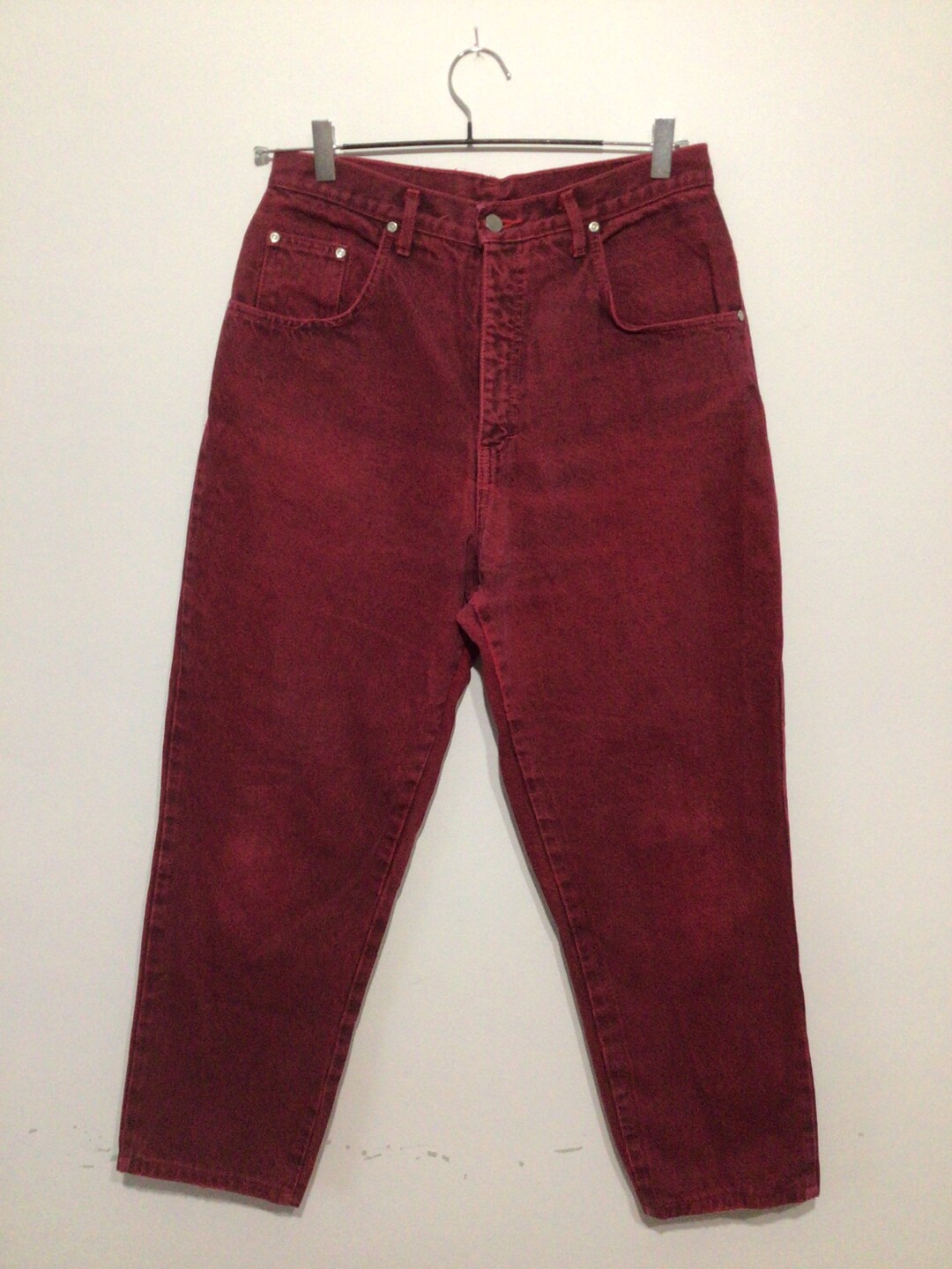 Vintage 80s burguy stonewashed women's denim jeans, cintura alta ...