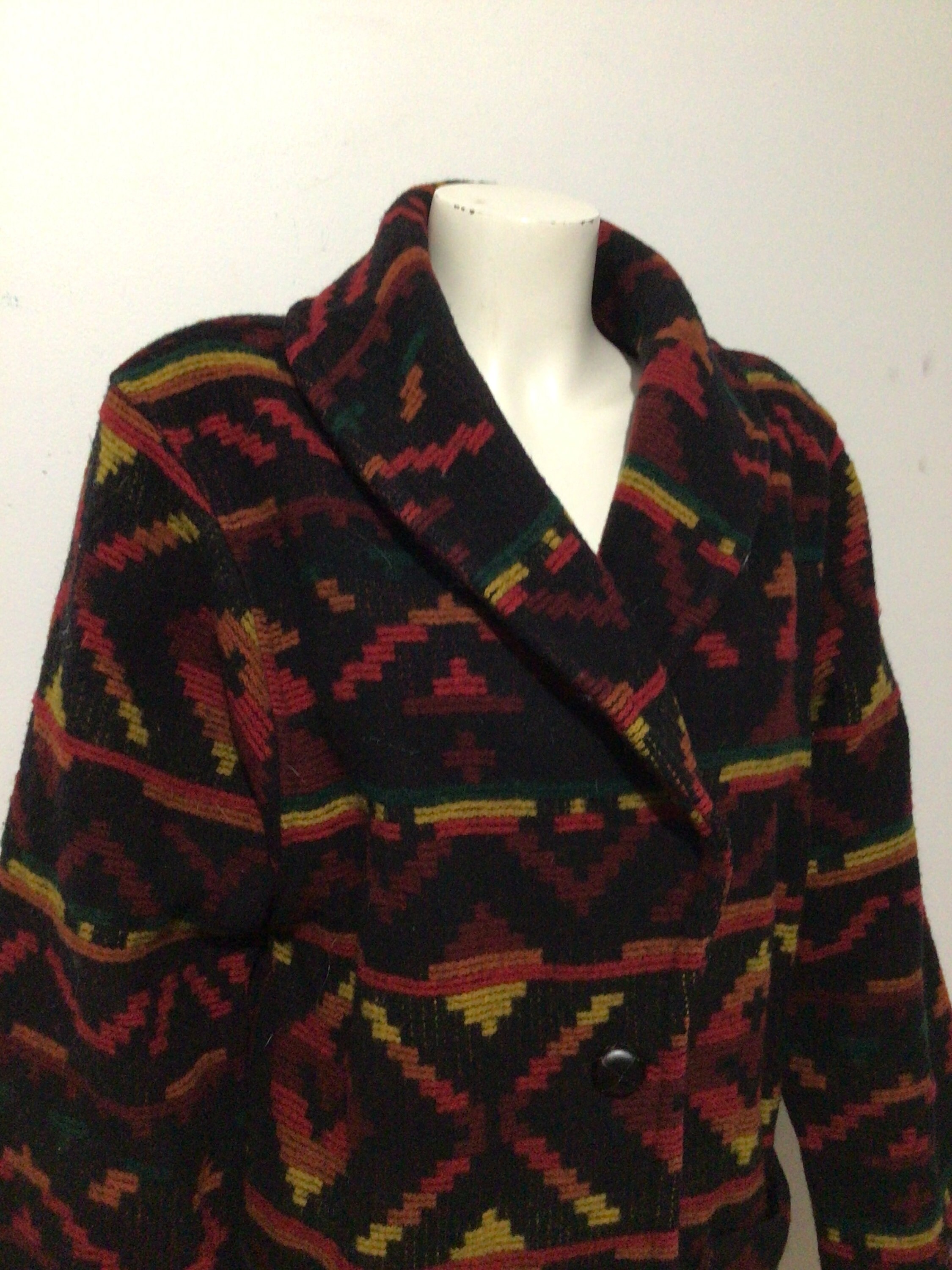 Vintage Woolrich Woman Aztec Design Wool Jacket, Large Collar - Etsy