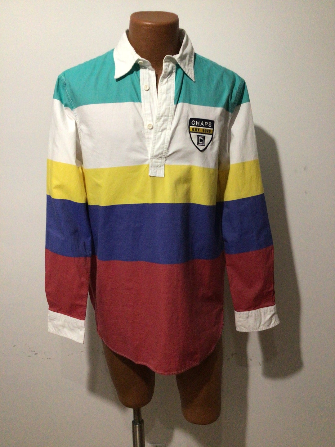 Vintage Men’s Chaps Cotton Polo Striped Rugby Shirt - Etsy