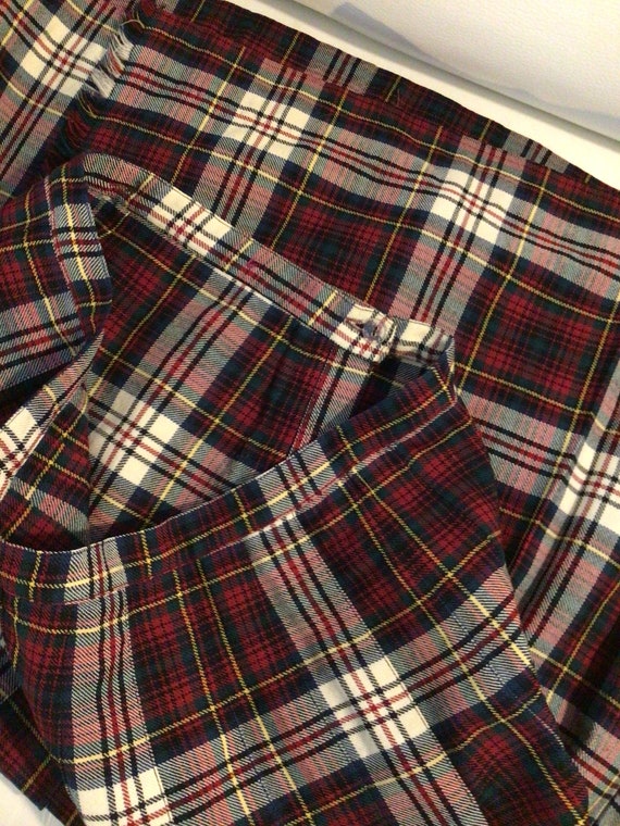 Vintage woman’s wraparound wool kilt skirt red green … - Gem