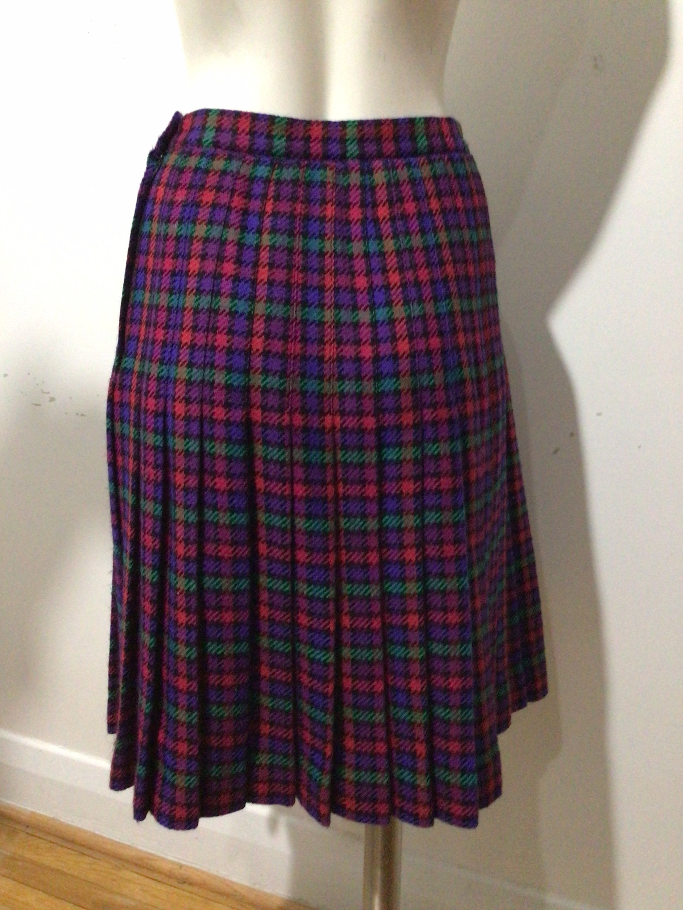 Vintage Wool Woman’s Skirt. Check Pattern, Jewel Tone Colours. - Etsy