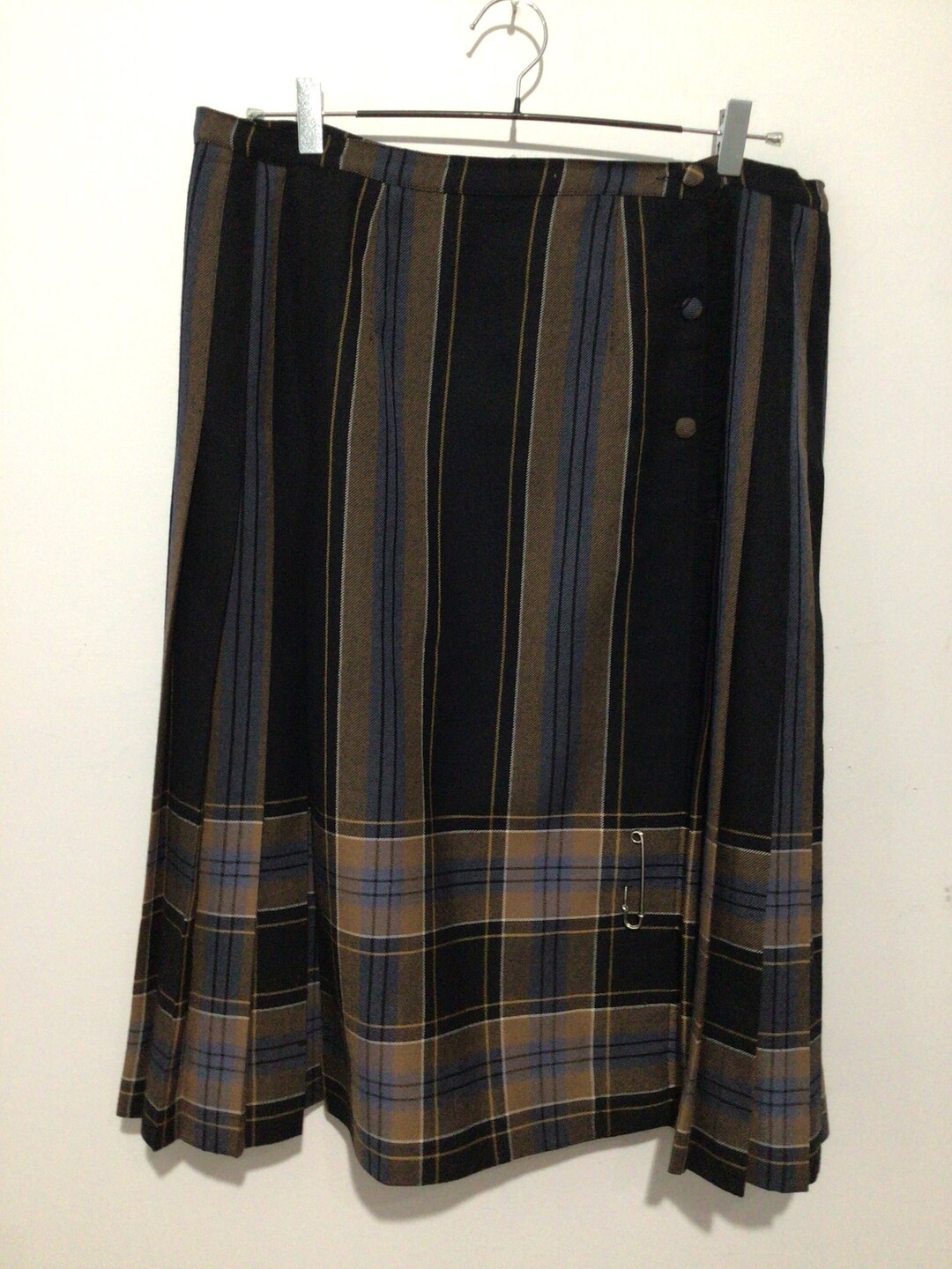 Vintage Wraparound Wool Kilt With Pin, Pleated, Fringe - Etsy