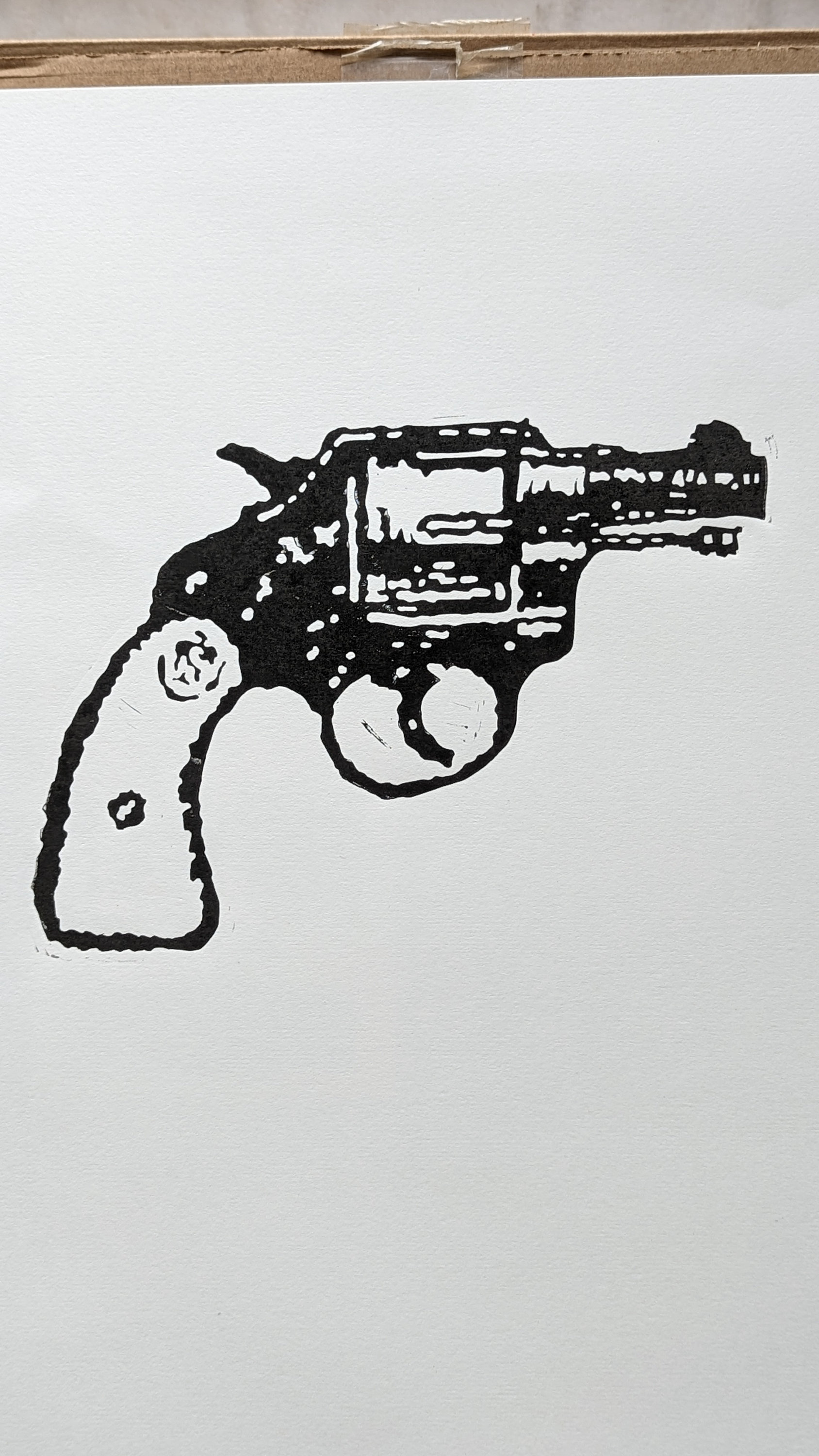 38 Snub Nose: Original Lino Print, Hand Made, Hand Carved, Signed ...