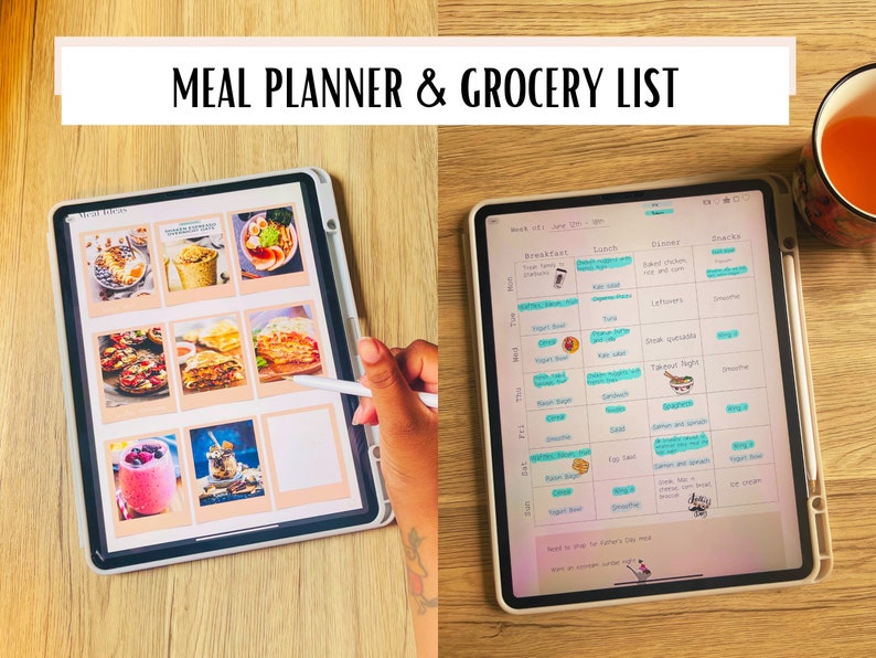 Meal Planner and Grocery List, Goodnotes Meal Planner, Daily Meal ...