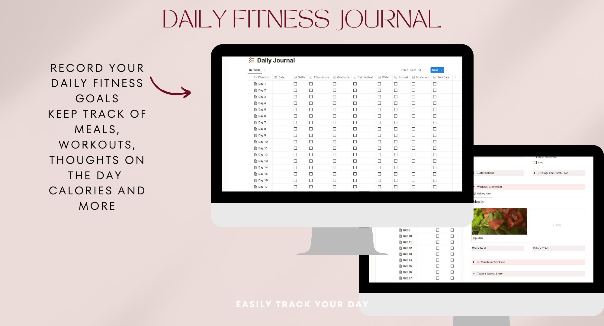 Notion Fitness Tracker, Notion Template, Fitness Journal, Digital ...