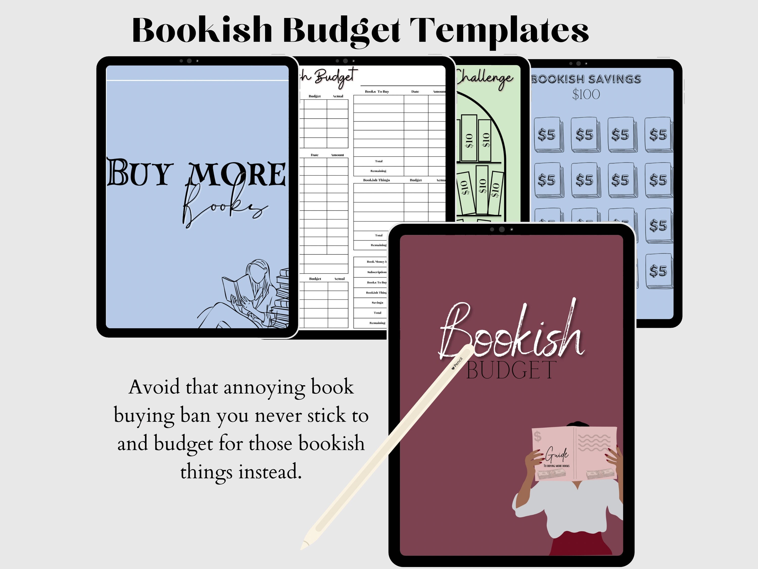 Budget Template for Book Lovers Budget Planner Printable or Use With ...