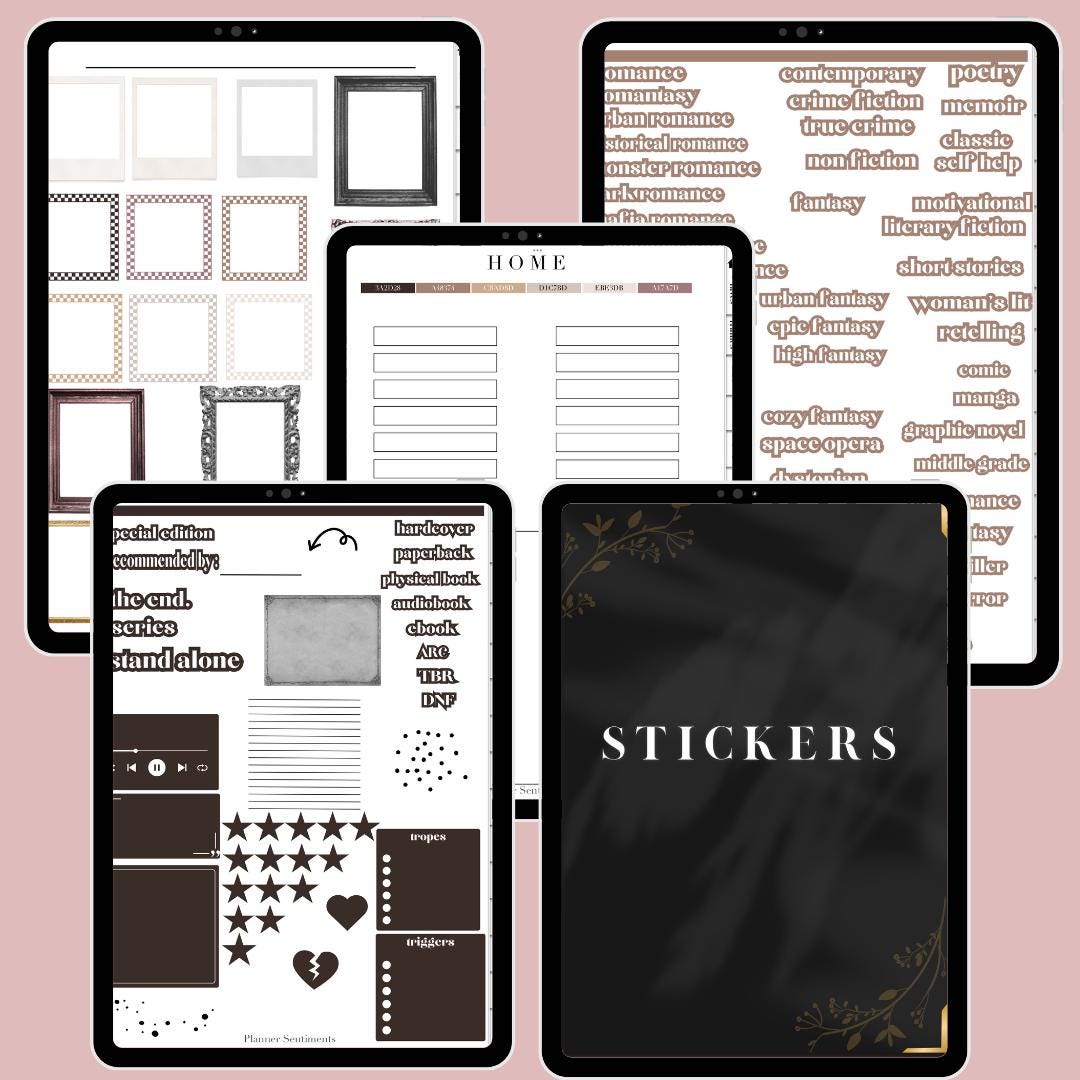 Hyperlinked Digital Sticker Book With Pre-cropped Bookish Stickers ...