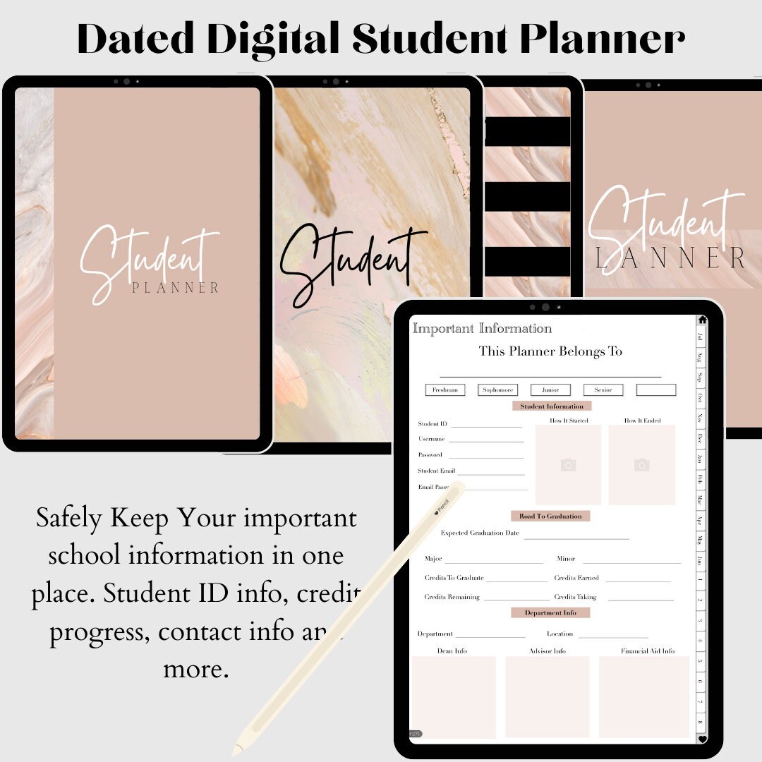 2023-2024 Student Planner, Dated Student Digital Planner, Academic ...
