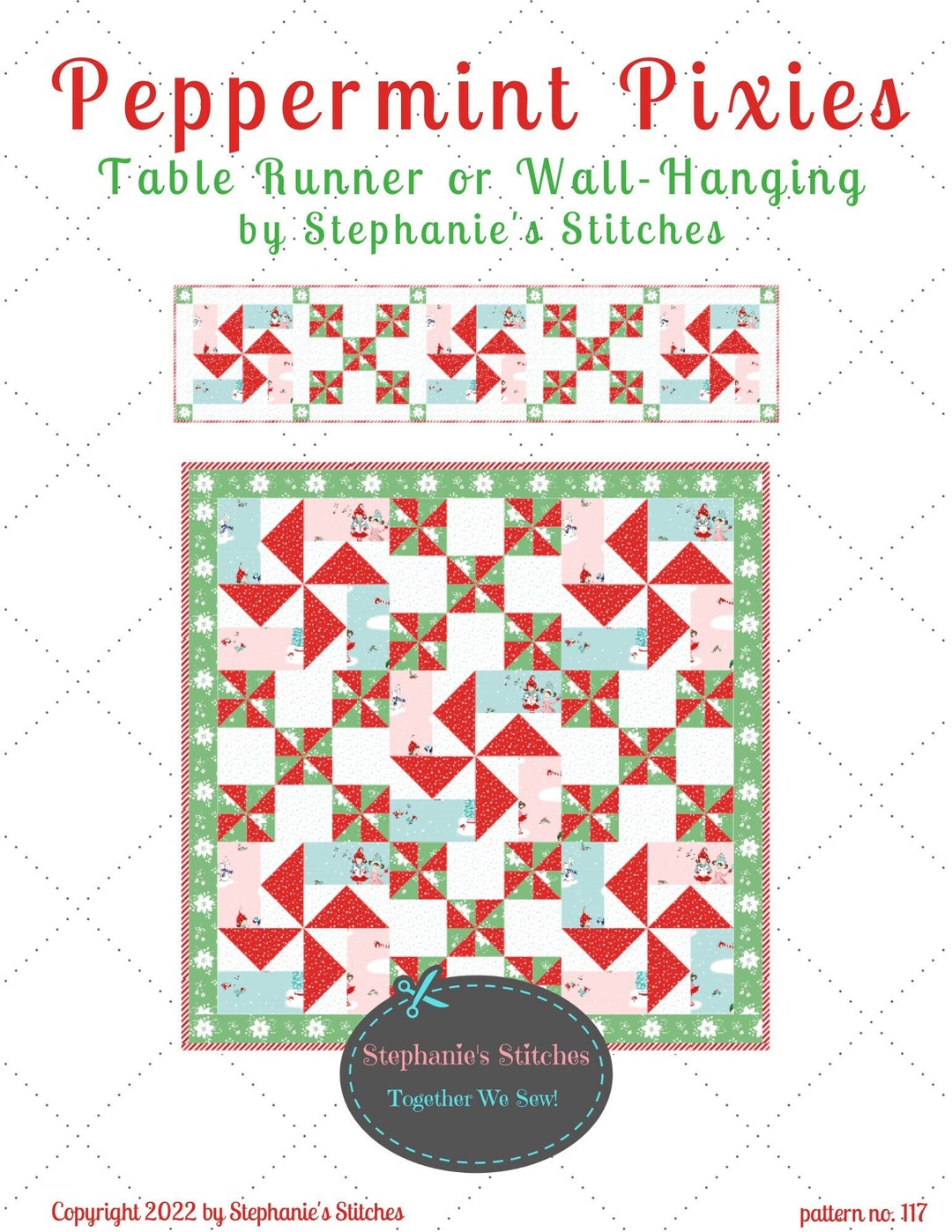 Peppermint Pixies PDF Pattern - Table Runner And/or Wall Hanging - Etsy