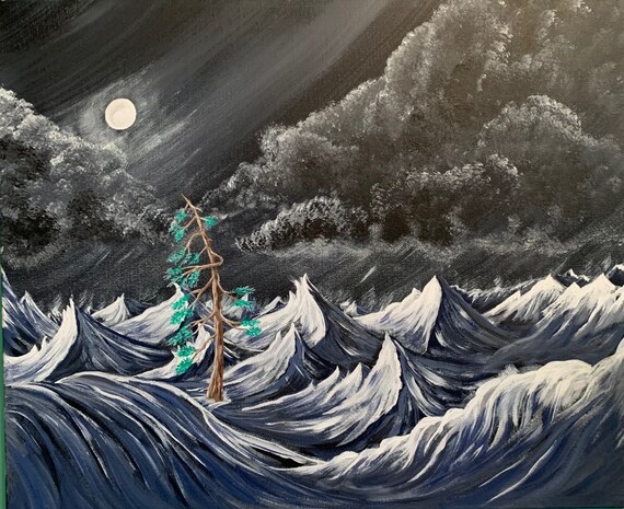 Dark Ocean Storm Painting