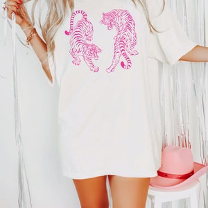 Vintage Tiger Shirt Comfort Colors® Tshirt Pink Tiger Shirt Tiger ...