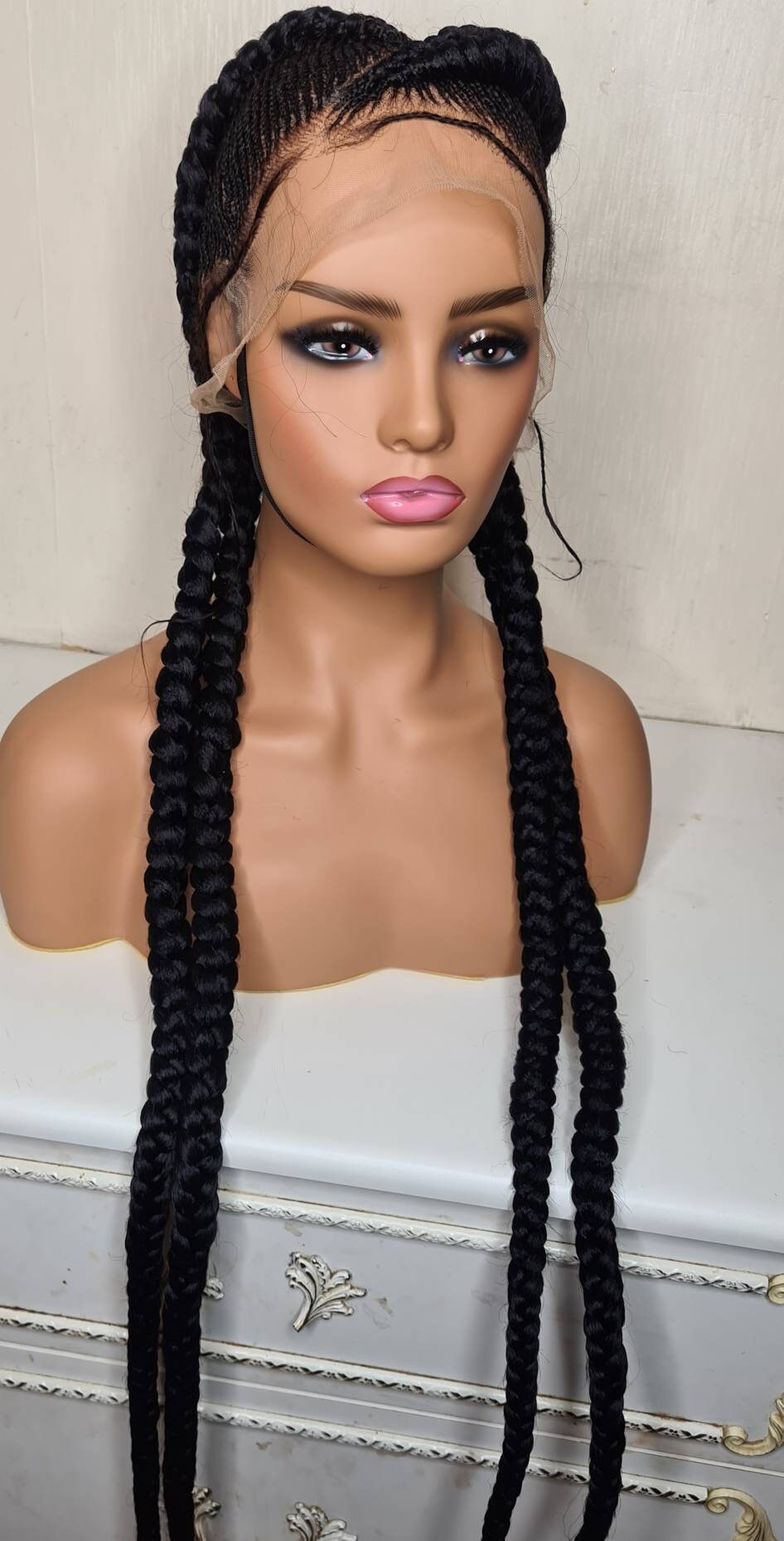 Feed in Braided Fish Plait Full Lace Wig, Handmade for Instant Wear - Etsy