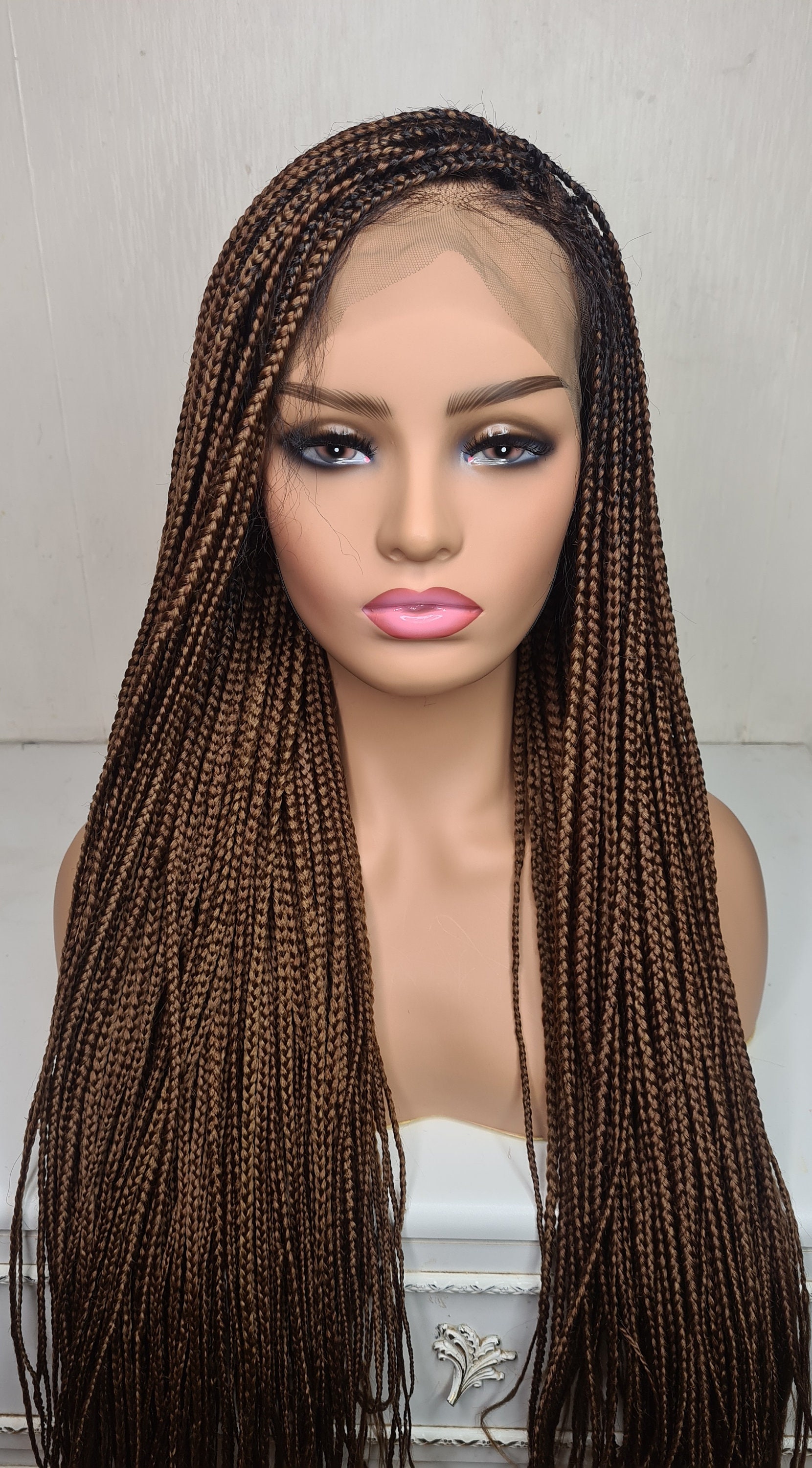 24 Inch Frontal Knotless Braided Wig, Handmade Box Knotness Braids - Etsy