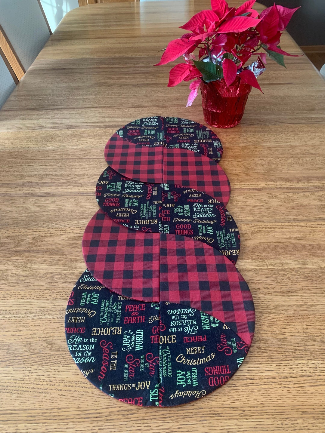 Rejoice Red Buffalo Plaid Table Runner/christmas Red Buffalo Plaid ...