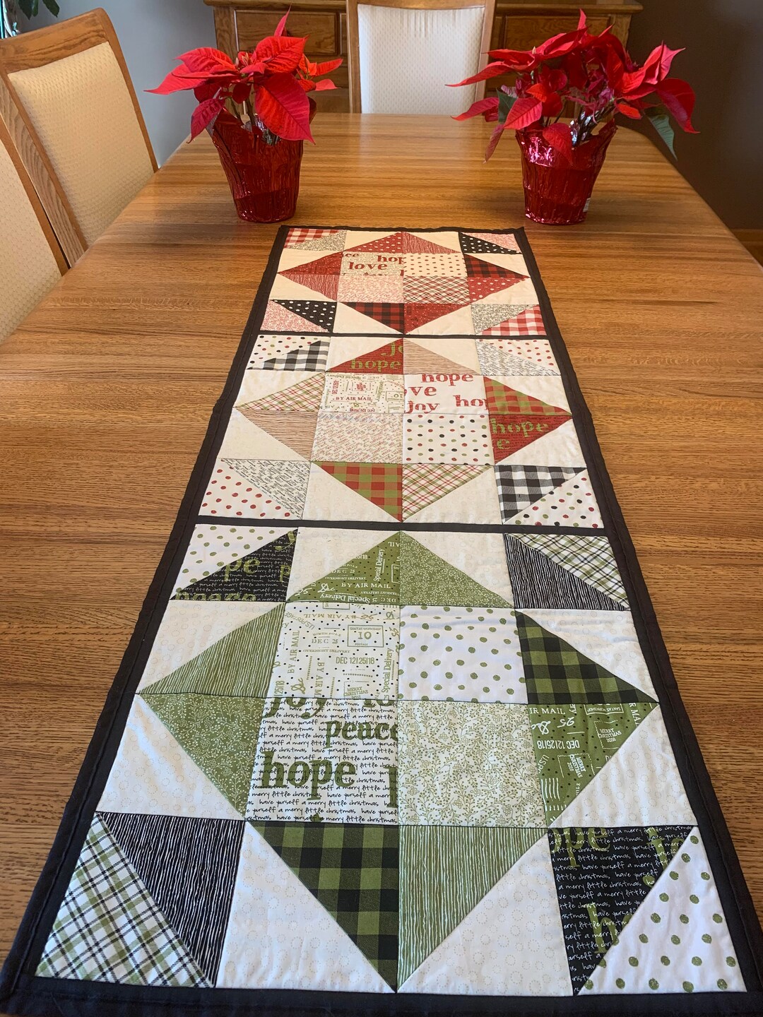 Holiday Quilted Table Runner/farmhouse Quilted Table Runner, Christmas ...