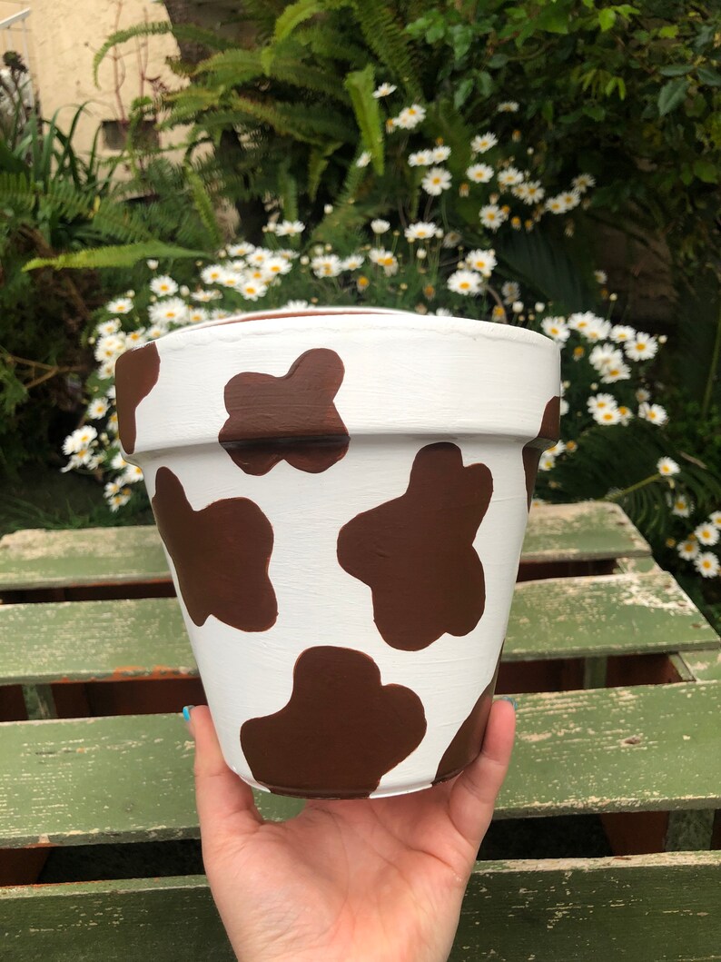 Hand Painted Cow Print Pots | Etsy
