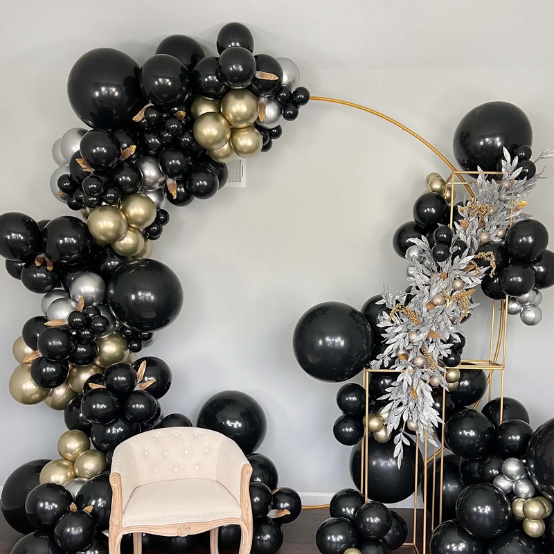 Black and Gold Balloon Arch Kit - Etsy