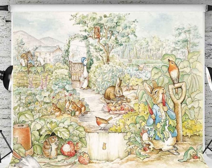 Peter Rabbit Backdrop, Bunny Birthday Backdrop, First Birthday, Baby ...