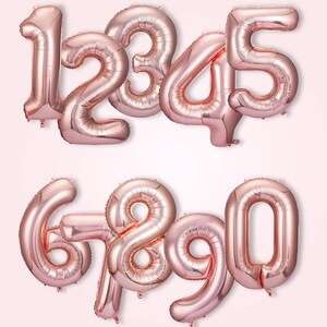 Giant Rose Gold Number Balloons, 34" Rose Gold Mylar Foil Balloons ...