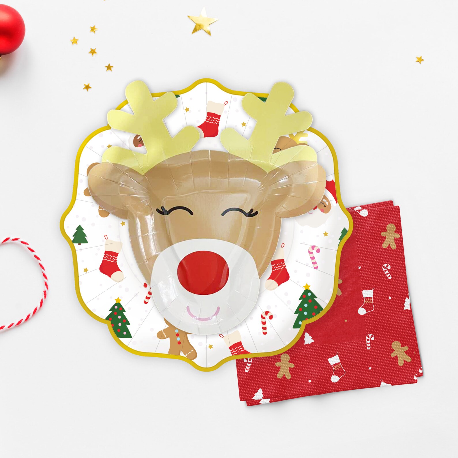 Rudolph the Reindeer Christmas Plates (set of 8), Cute Holiday Paper ...