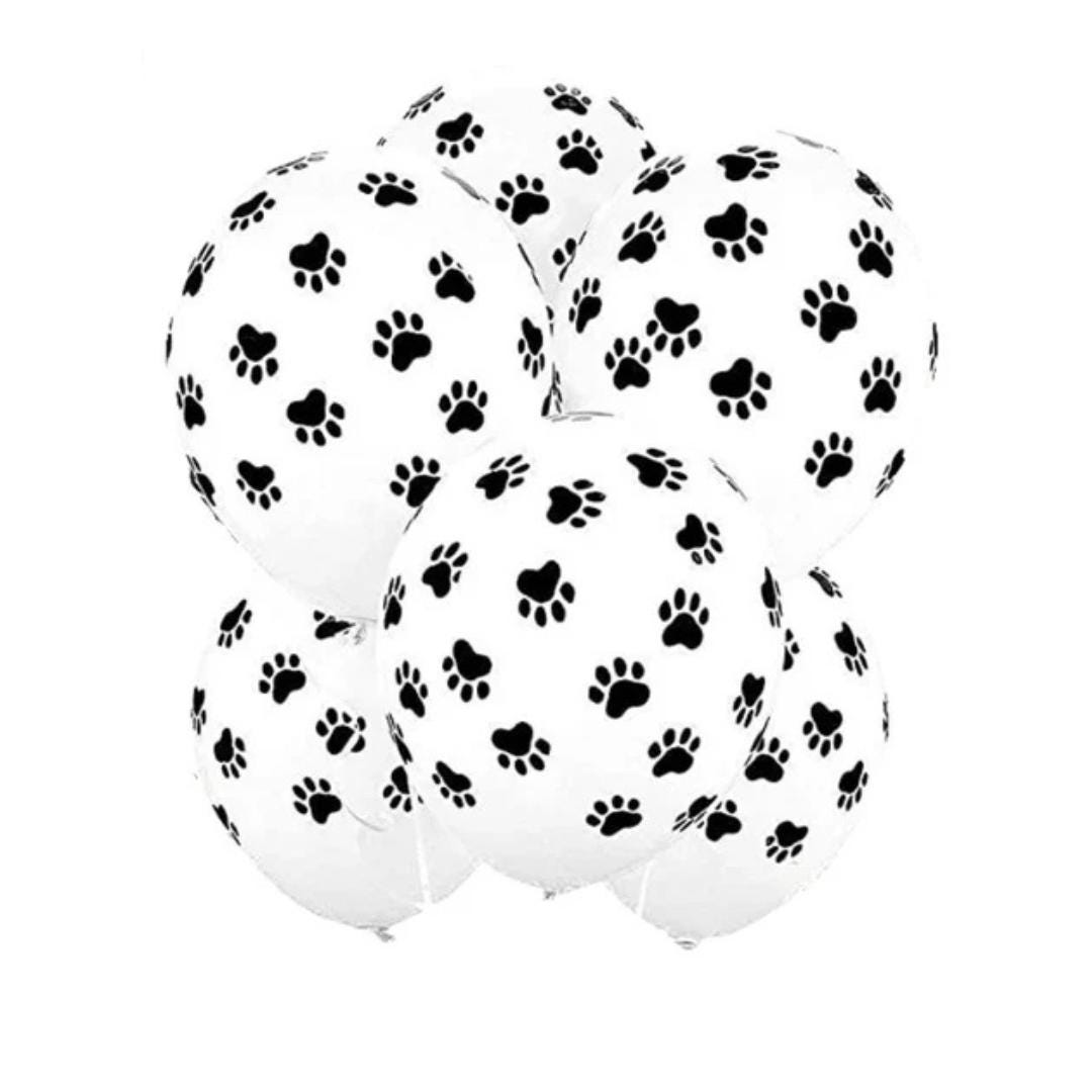 Black and White Paw Print Latex Balloons (10 Pack), Let's Pawty Birthday Party, Dog Birthday ...
