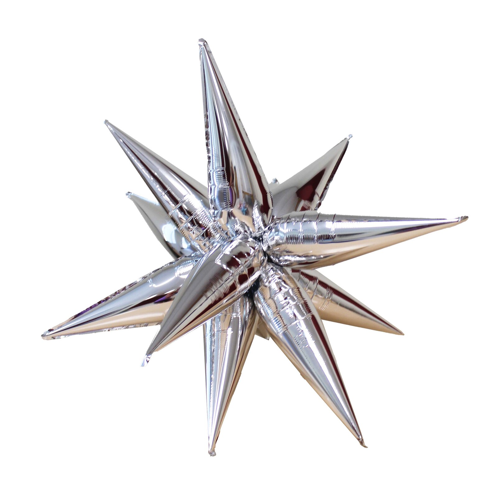 Silver Starburst Cluster Balloon (40 Inches), 12 Point Silver Star ...