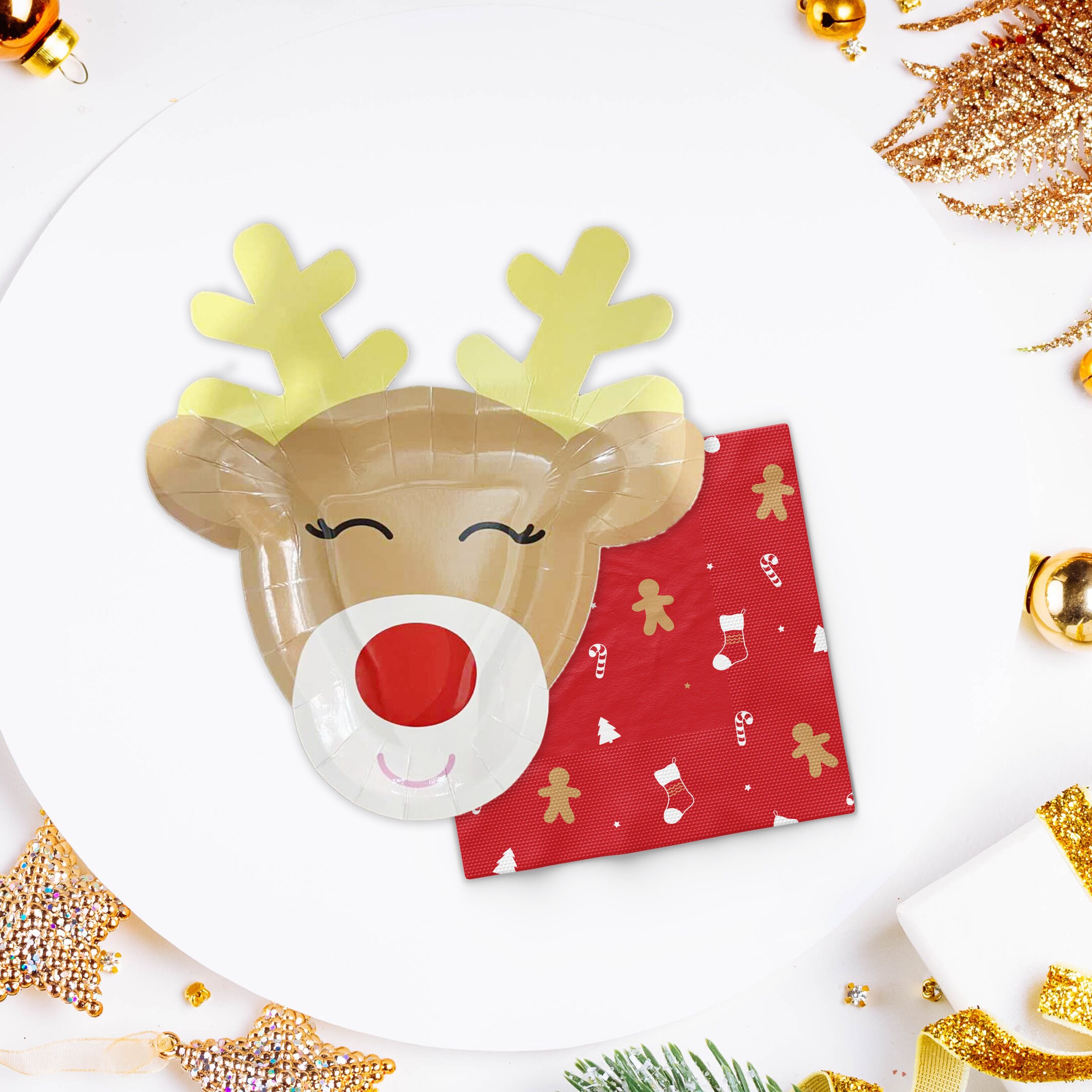 Rudolph the Reindeer Christmas Plates (set of 8), Cute Holiday Paper ...