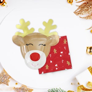 Rudolph the Reindeer Christmas Plates (set of 8), Cute Holiday Paper ...