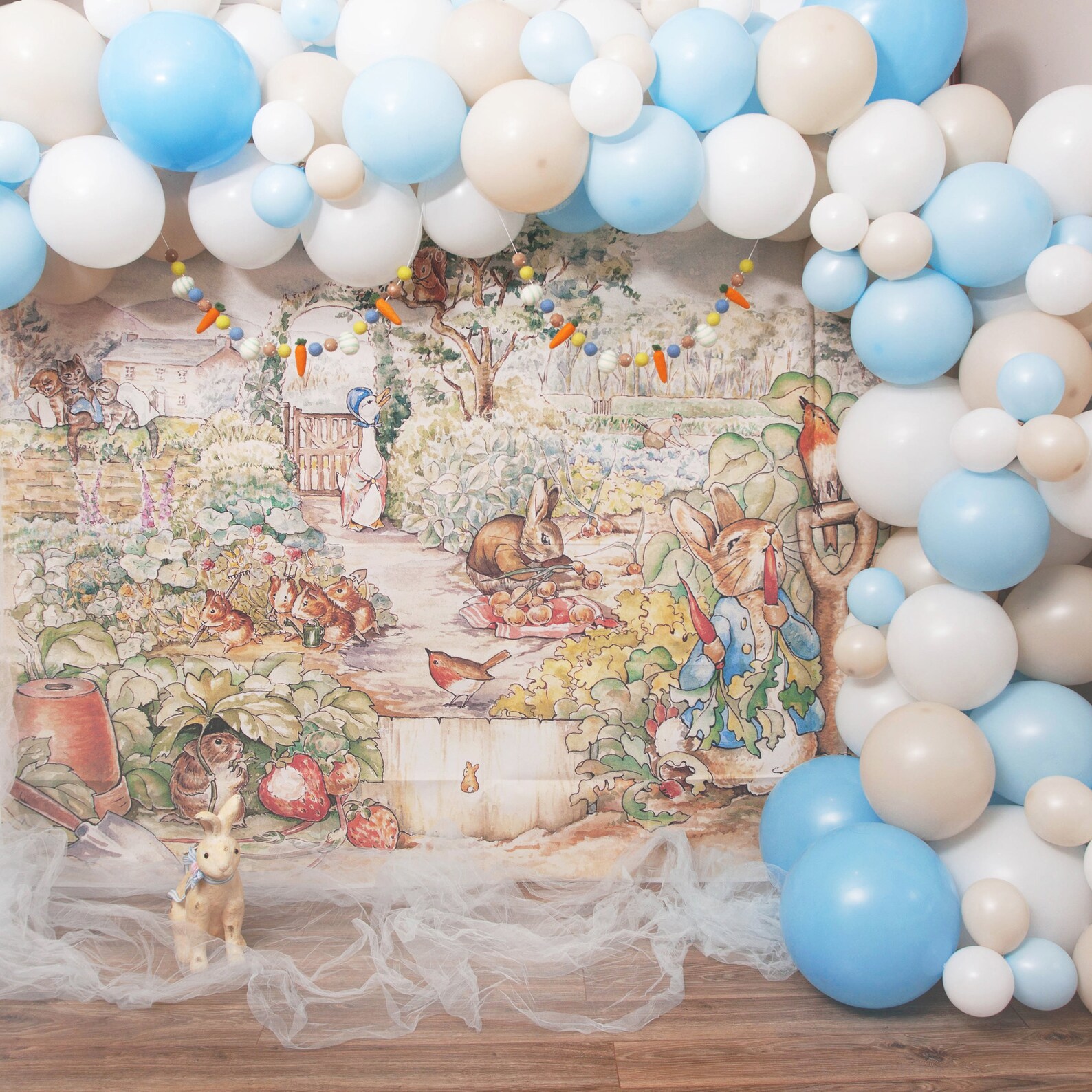 Peter Rabbit Backdrop (5x7 Feet), Pastel Easter Woodland Baby Shower ...