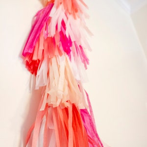 Tropical Pink Paper Tassel Tail With 20 Tassels, DIY Tissue Paper ...