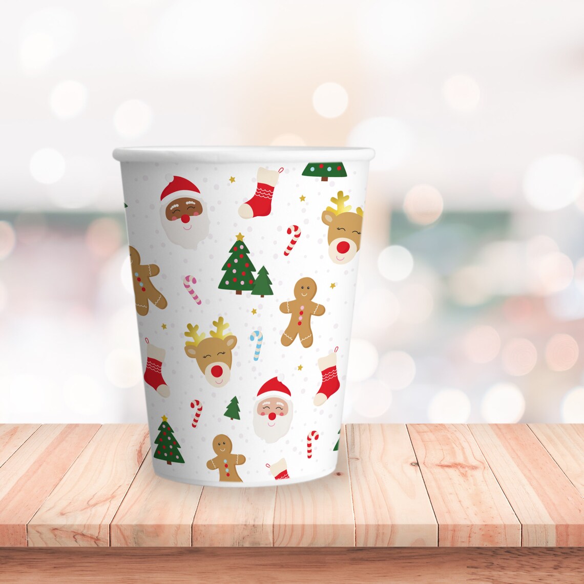 Classic Christmas Icon Cups (set of 8), Holiday Paper Cups With Cute ...