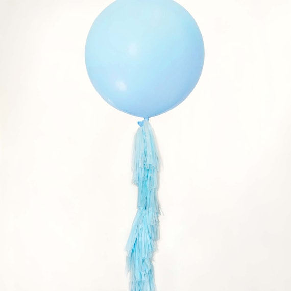 Giant Blue Tassel Tail Balloon 36 Matte Pastel Blue Balloon and DIY Paper Tassel Kit Light Blue Tassel Tails Kit Pink Baby Shower Etsy UK