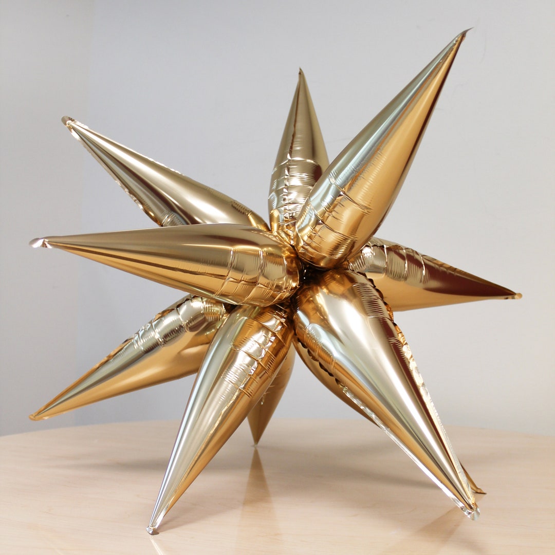 Gold Starburst Cluster Balloon (40 Inches), 12 Point Gold Star ...