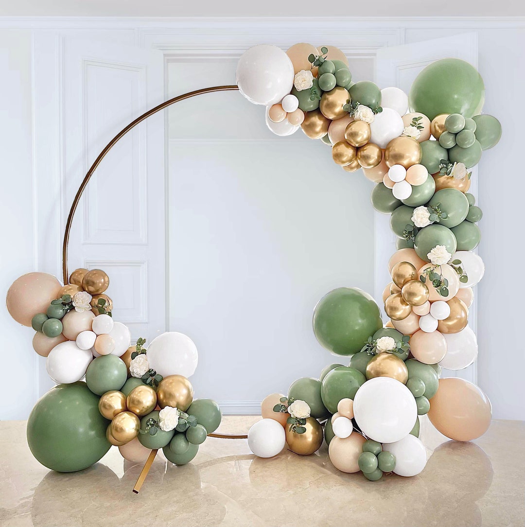 Boho Jungle Balloon Arch Kit With Sage Green and Gold, Woodland Baby Shower or Safari Jungle ...
