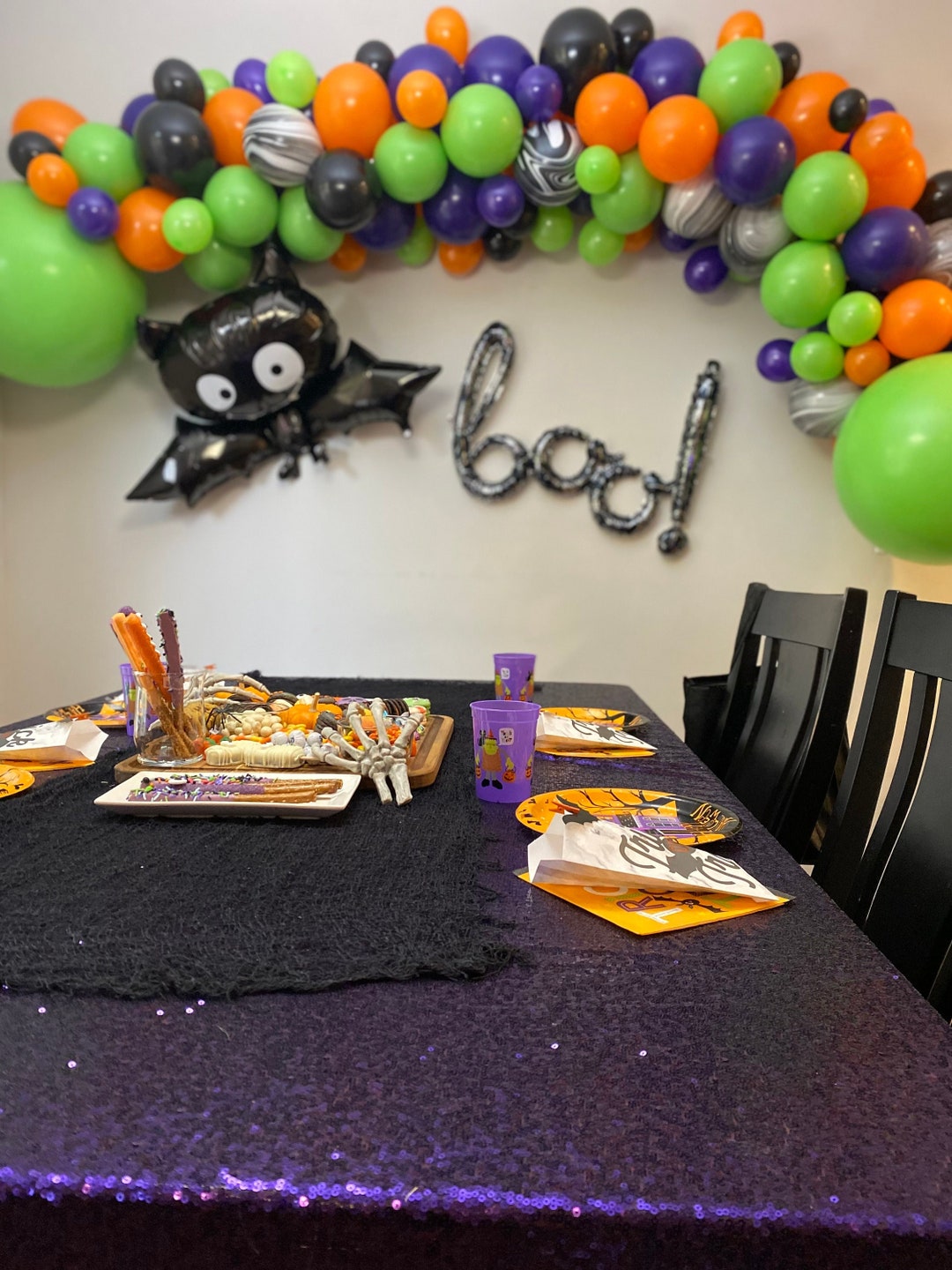 Halloween Witches & Monsters Balloon Arch Kit, Purple, Green, Orange ...