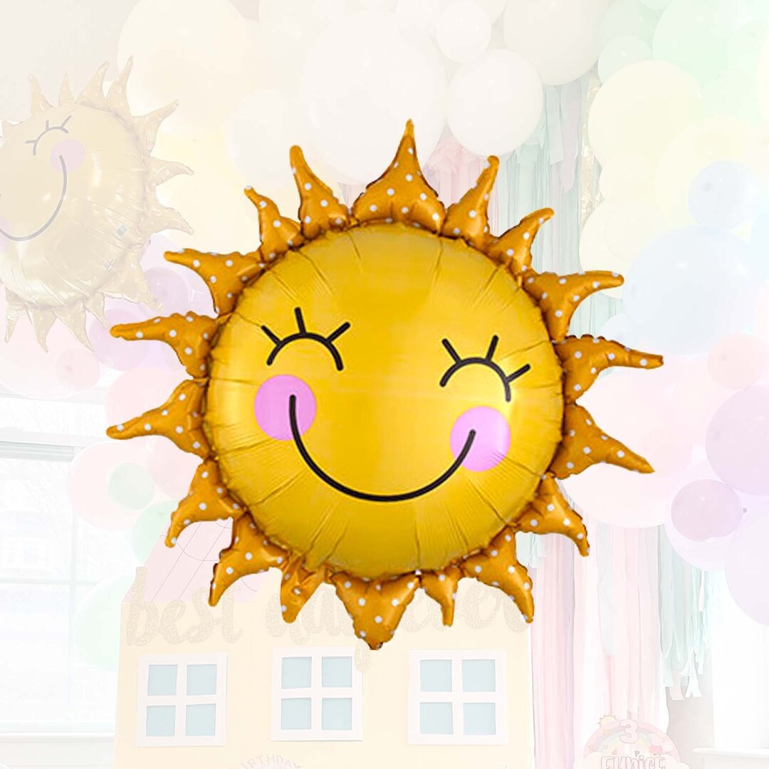 Cute Sun Foil Balloon, 29 Inch Smiling Sun Mylar Balloon, Kids Birthday ...