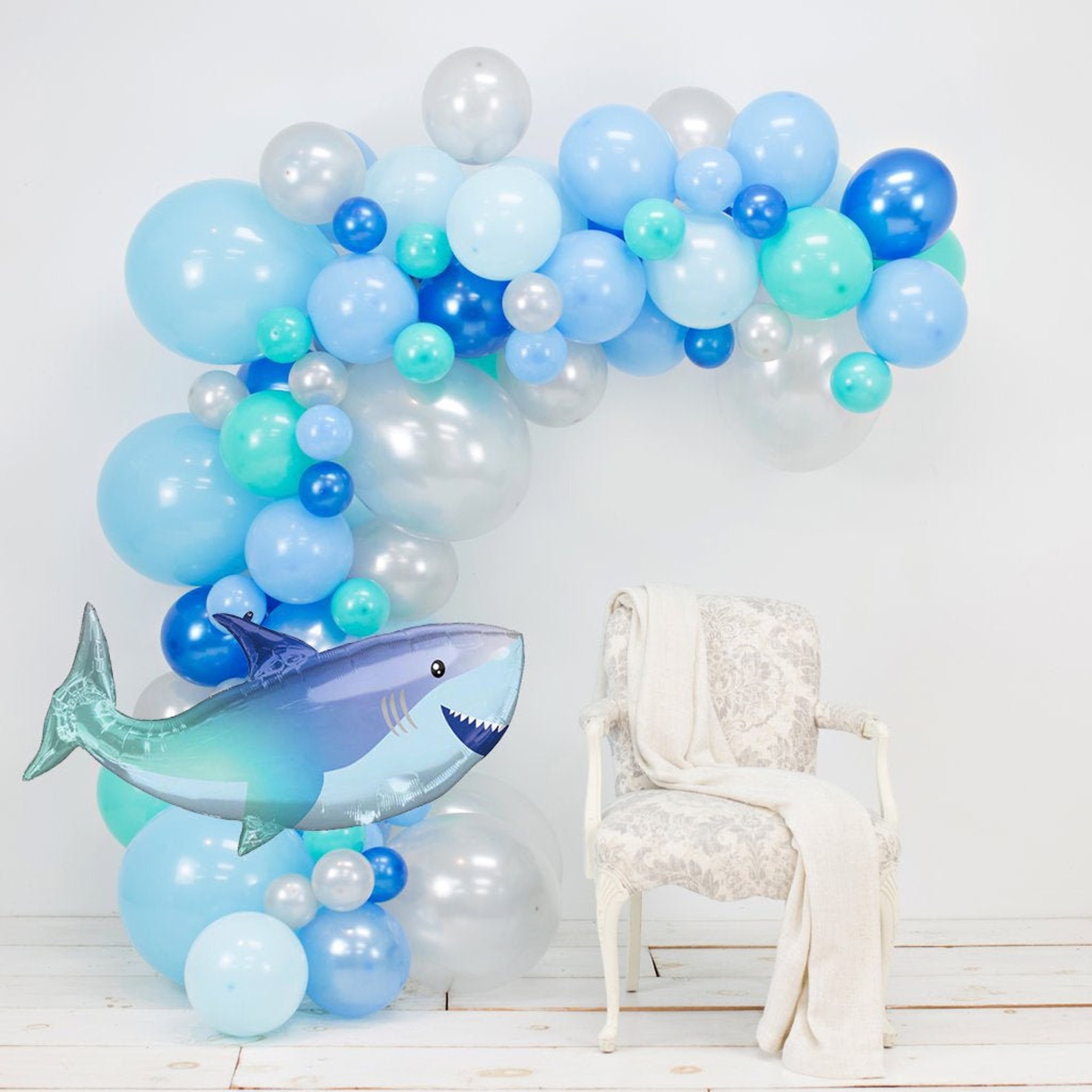 Baby Shark Blue Balloon Arch Kit, PREMIUM Underwater Baby Shark Party ...