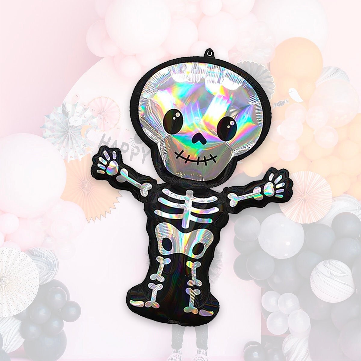 Giant Iridescent Skeleton Halloween Mylar Balloon (34 Inches), Cute ...