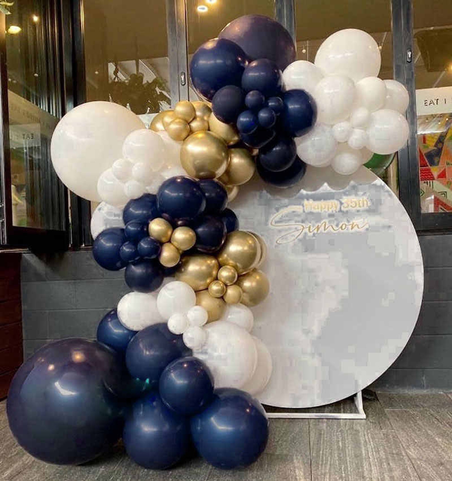 Graduation Balloon Arch Kit, PREMIUM Navy White and Gold Confetti 2025 ...