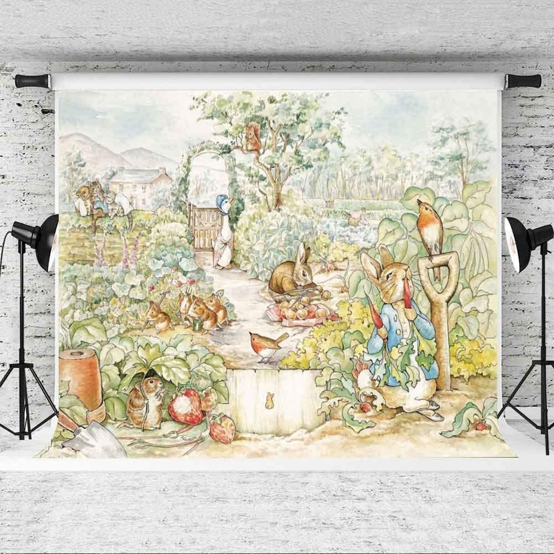 Peter Rabbit Backdrop (5x7 Feet), Pastel Easter Woodland Baby Shower ...