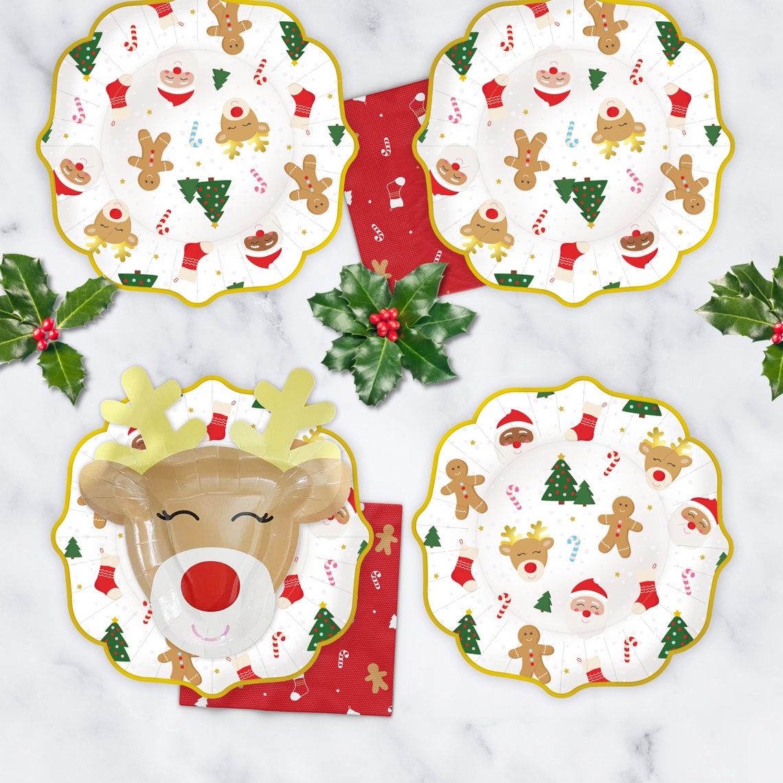 Rudolph the Reindeer Christmas Plates (set of 8), Cute Holiday Paper ...